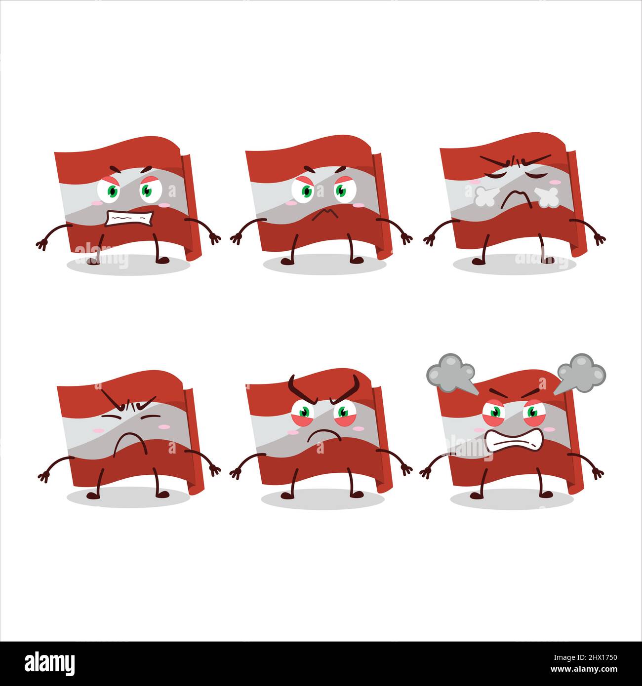 Austria flag cartoon character with various angry expressions. Vector ...