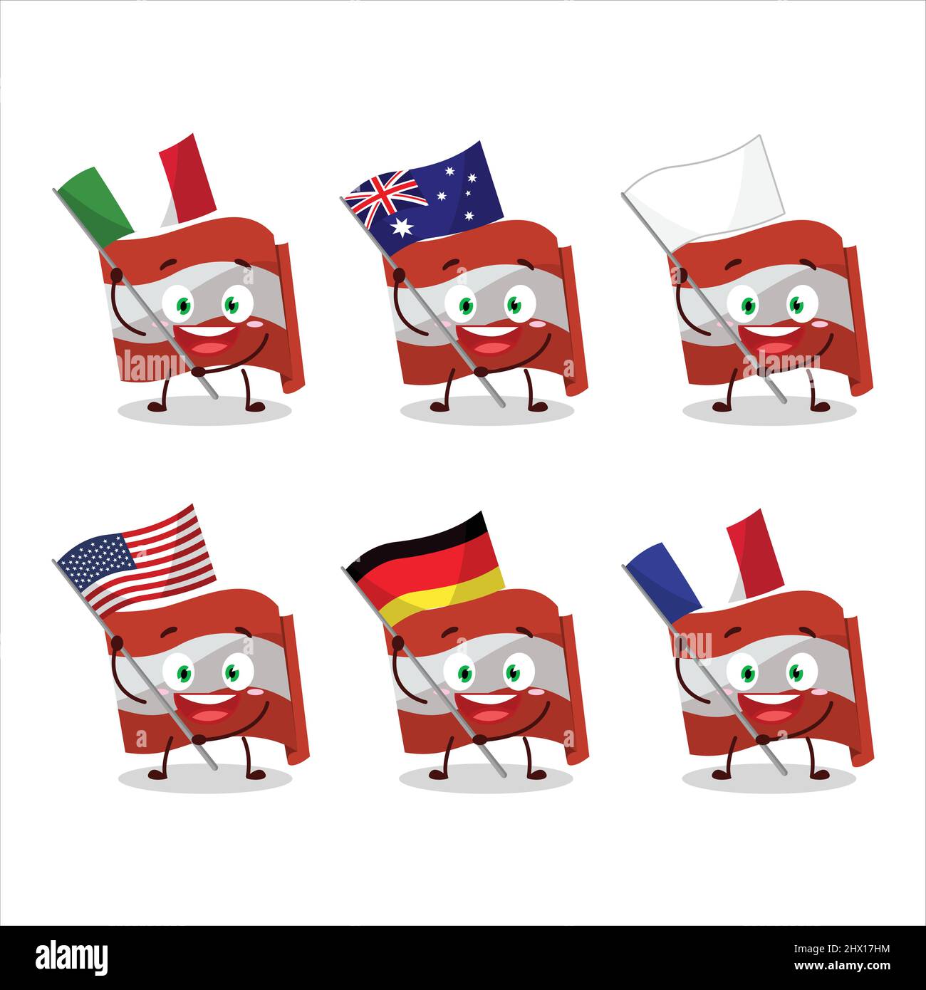 Austria flag cartoon character bring the flags of various countries ...