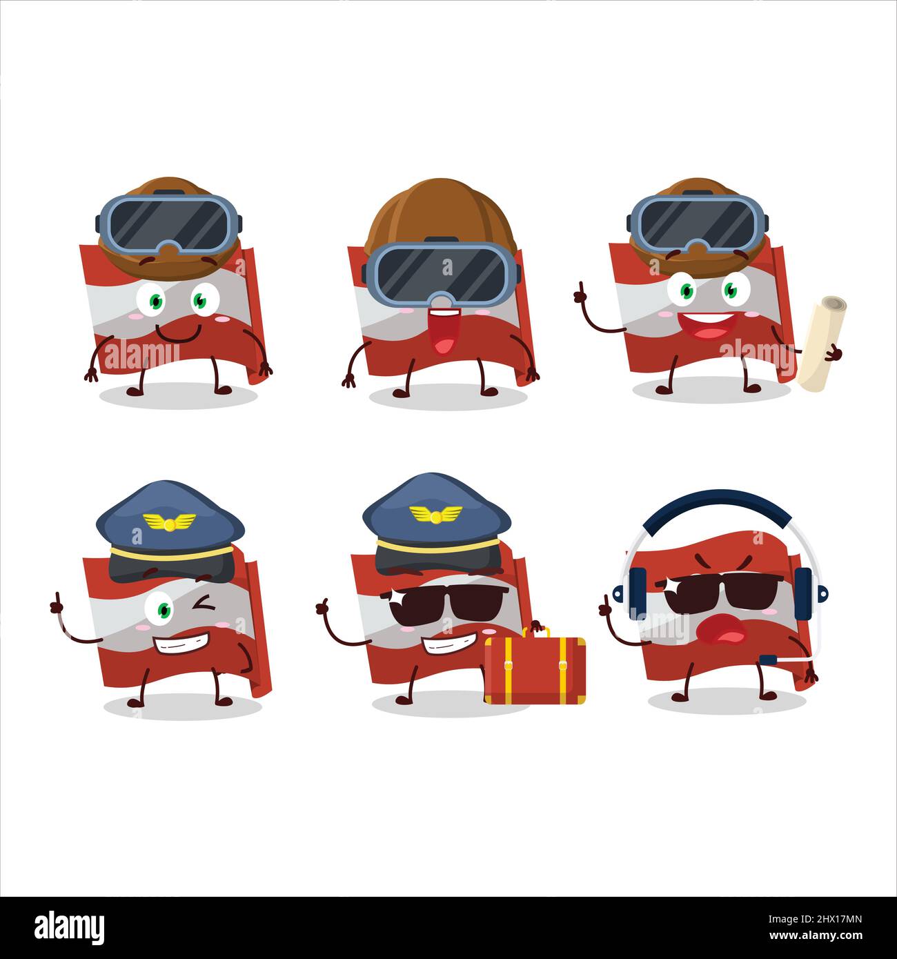 Pilot cartoon mascot austria flag with glasses. Vector illustration ...