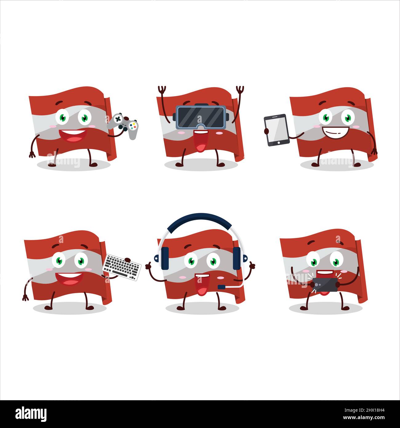 Austria flag cartoon character are playing games with various cute ...