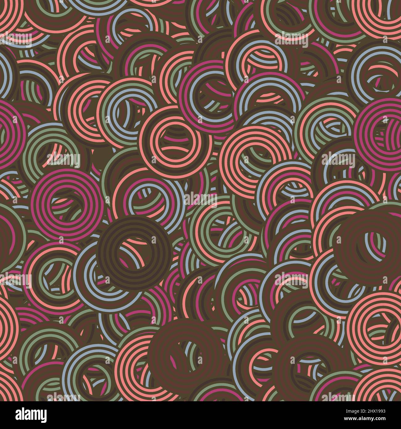 Seamless concentric circle in retro colors dizzy surface pattern design ...