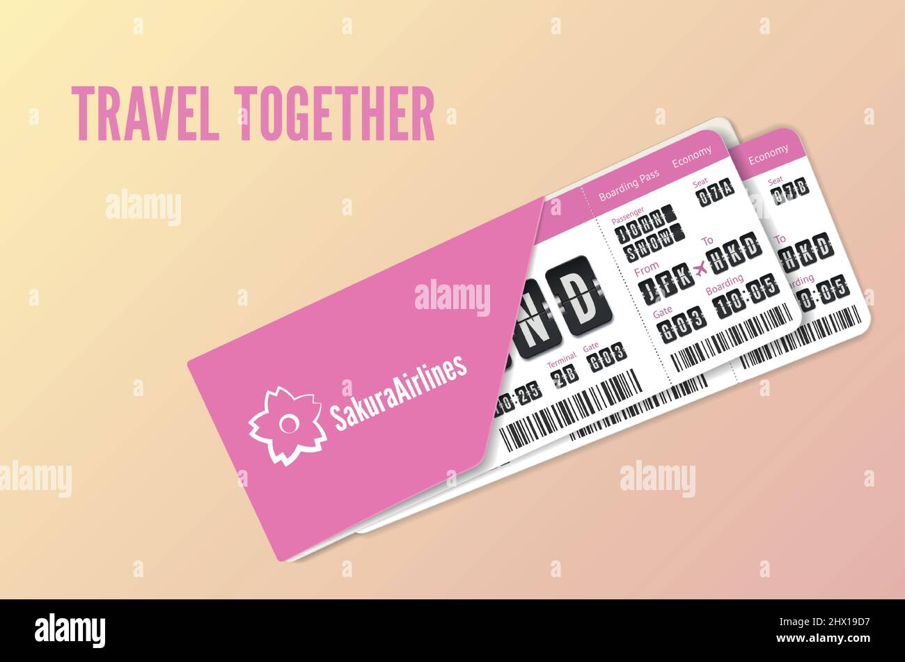 Romantic boarding pass for couple in case. Sakura airline coupons for ...
