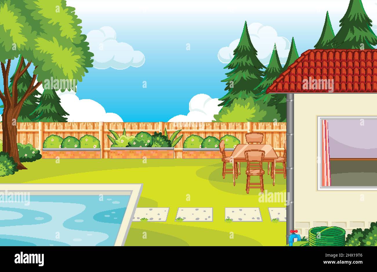 Scene of backyard with a fence illustration Stock Vector Image & Art ...