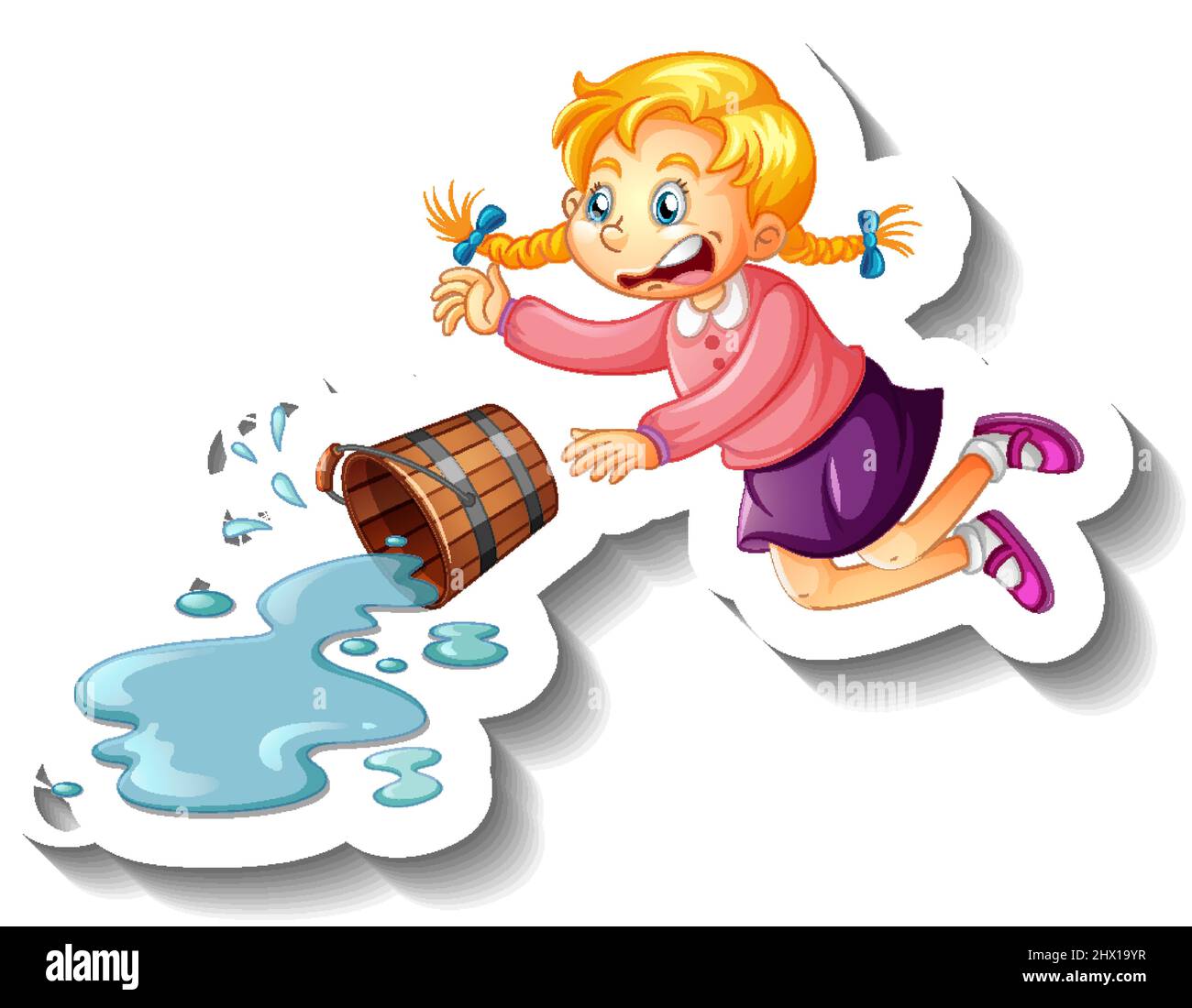 Water pouring out bucket with a girl illustration Stock Vector Image ...