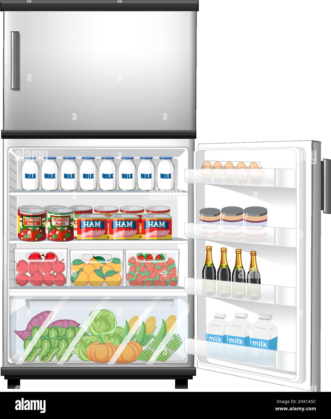 Refrigerator with lots of food illustration Stock Vector Image & Art ...