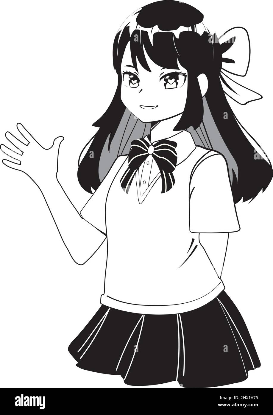 anime girl waving hand Stock Vector Image & Art - Alamy