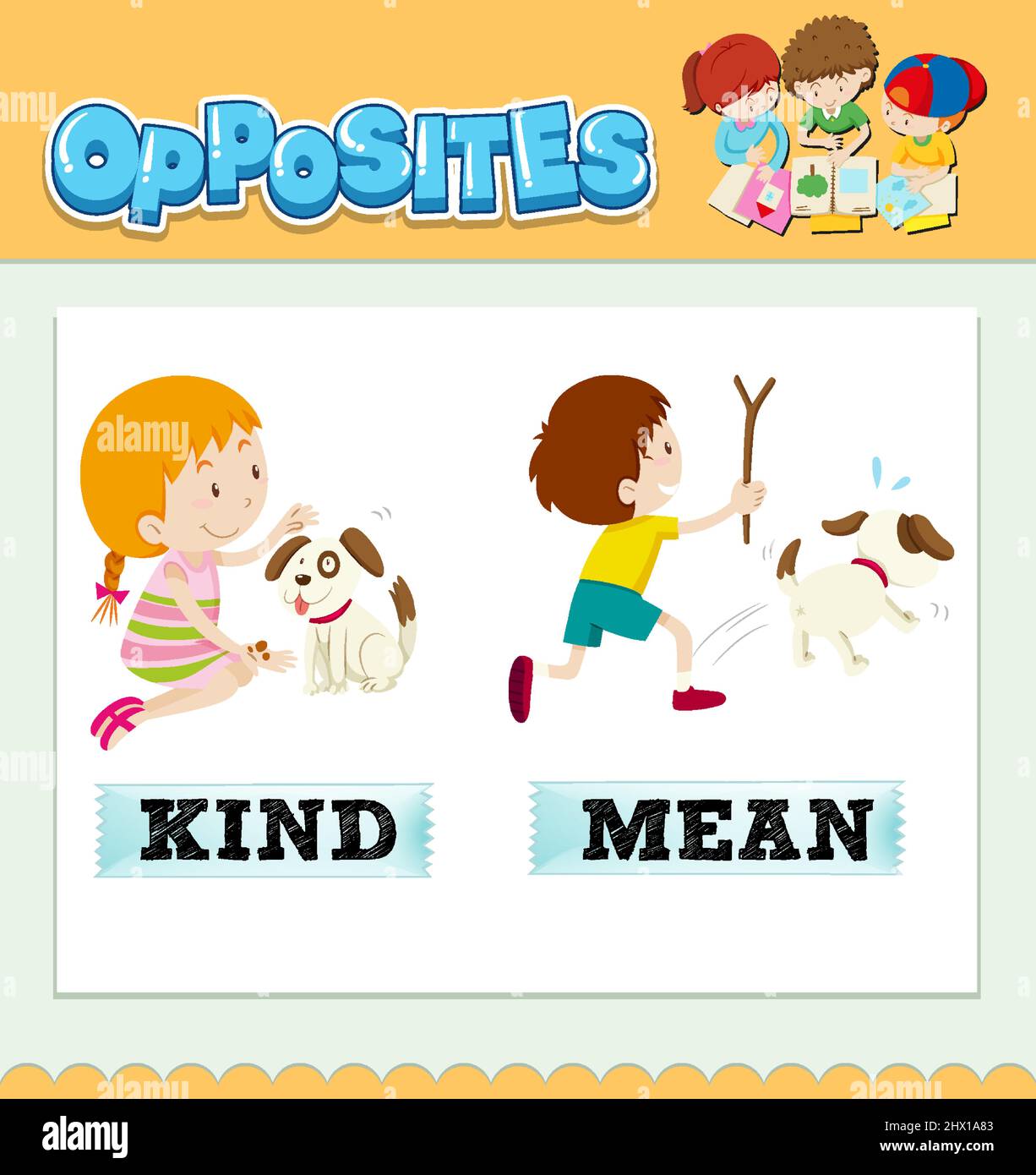 Opposite words for kind and mean illustration Stock Vector Image & Art ...