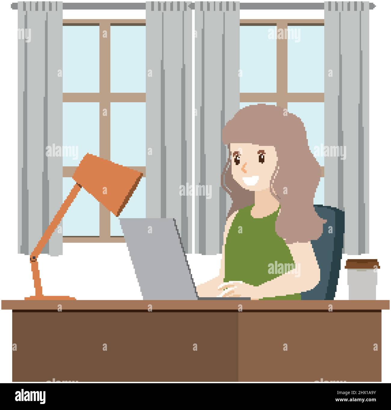 Woman designer working computer using Stock Vector Images - Alamy