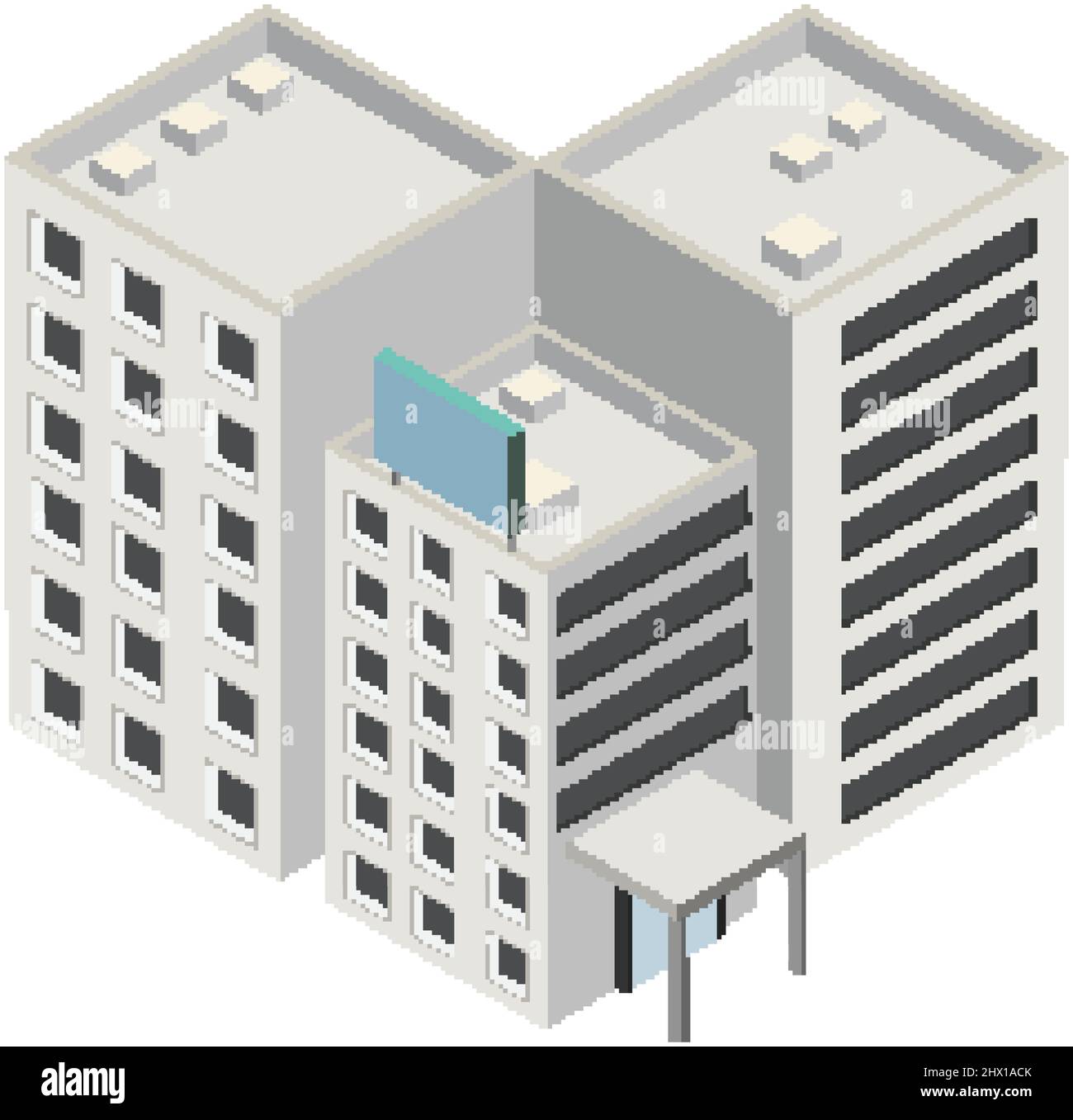 Isometric building on white background illustration Stock Vector Image ...