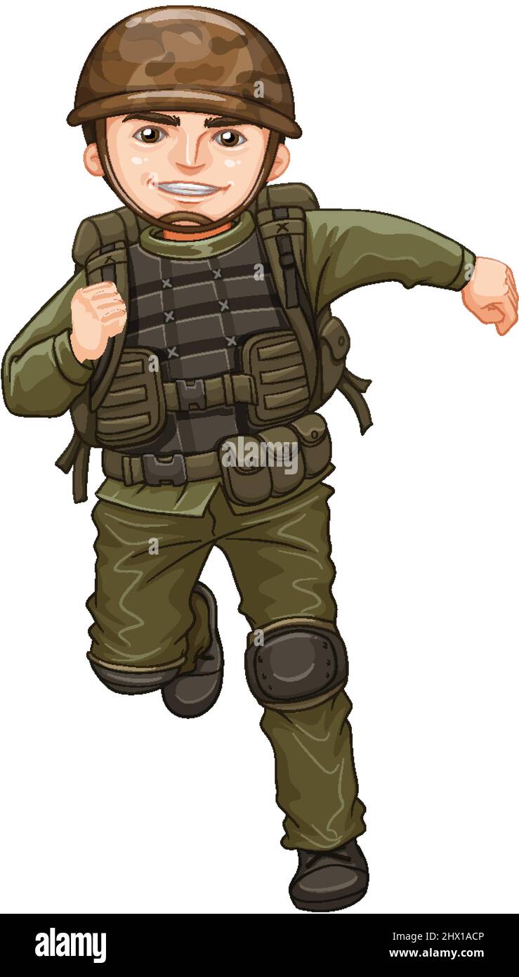 Man in army uniform on white background illustration Stock Vector Image ...