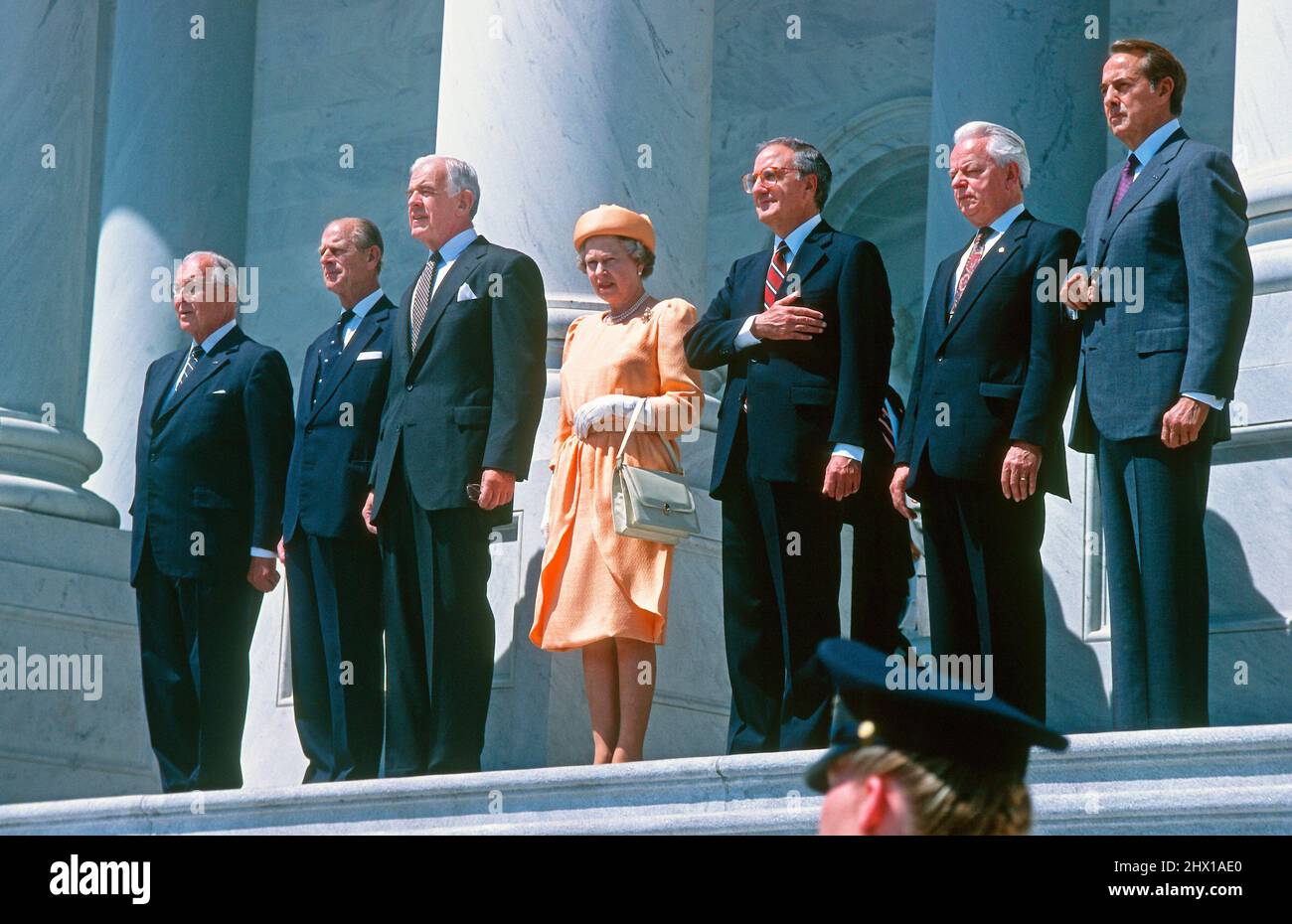 Queen Elizabeth II of Great Britain, center, arrives at the United ...