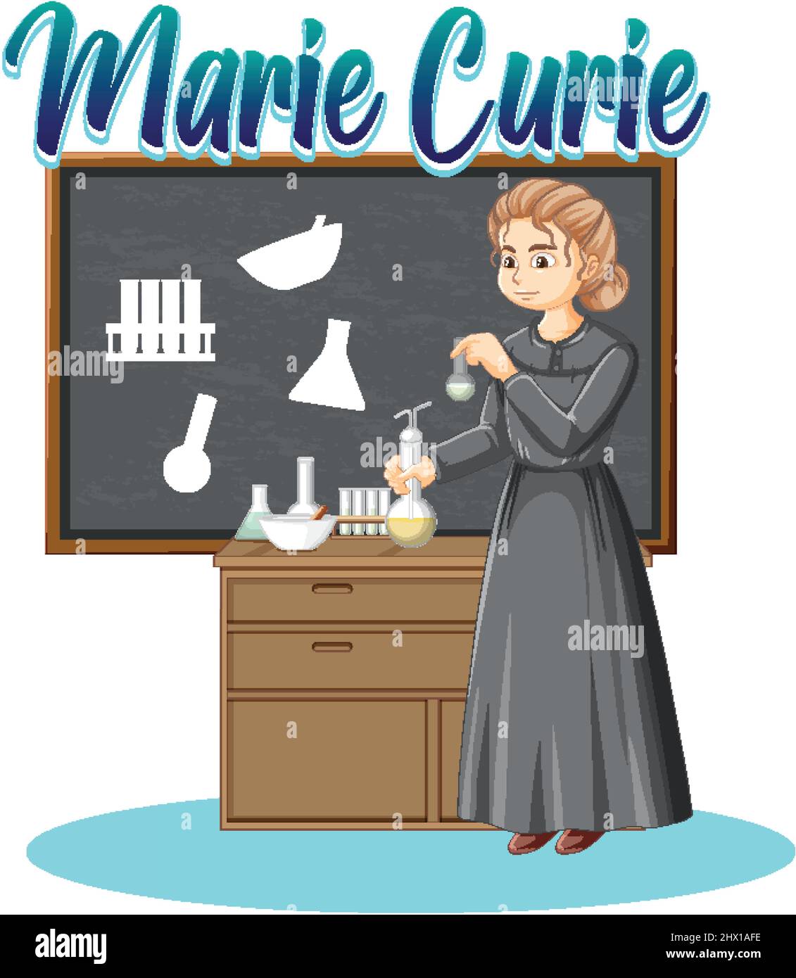Portrait of Marie Curie in cartoon style illustration Stock Vector ...
