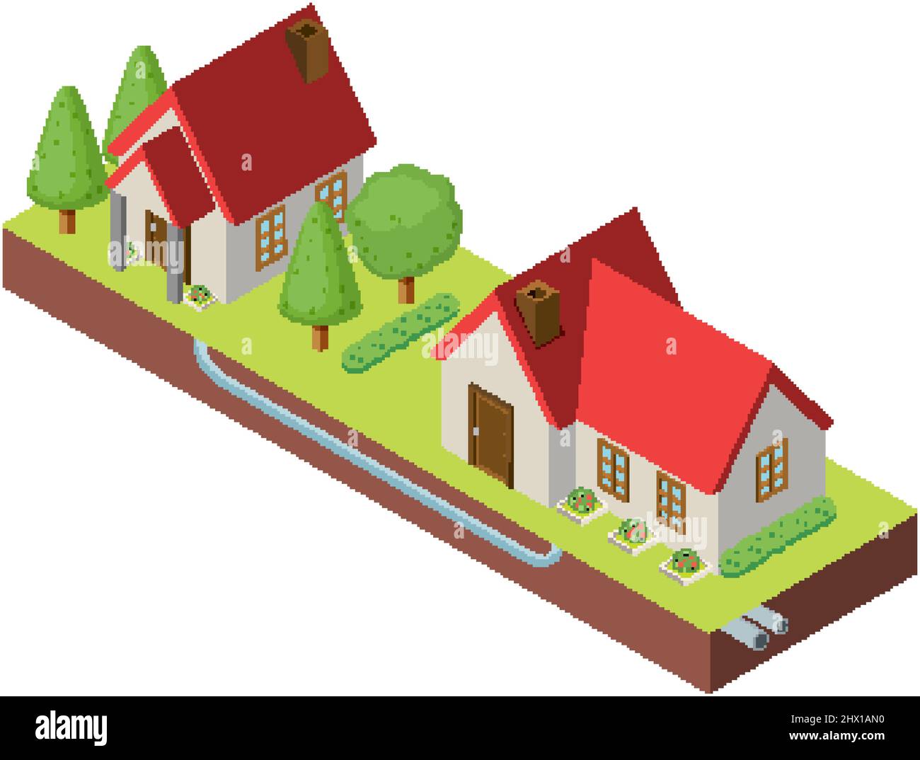 Isometric houses on white background illustration Stock Vector Image ...