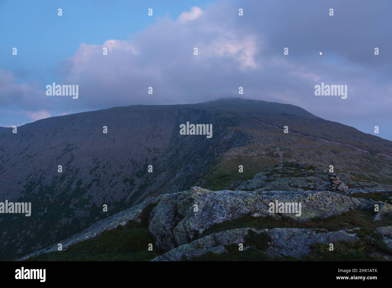 Mount Washington in the White Mountains, New Hampshire after sunset on ...