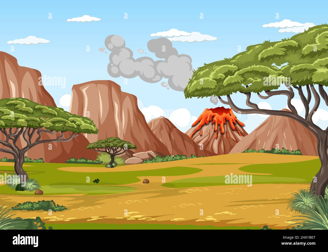 Prehistoric forest scene background illustration Stock Vector Image ...