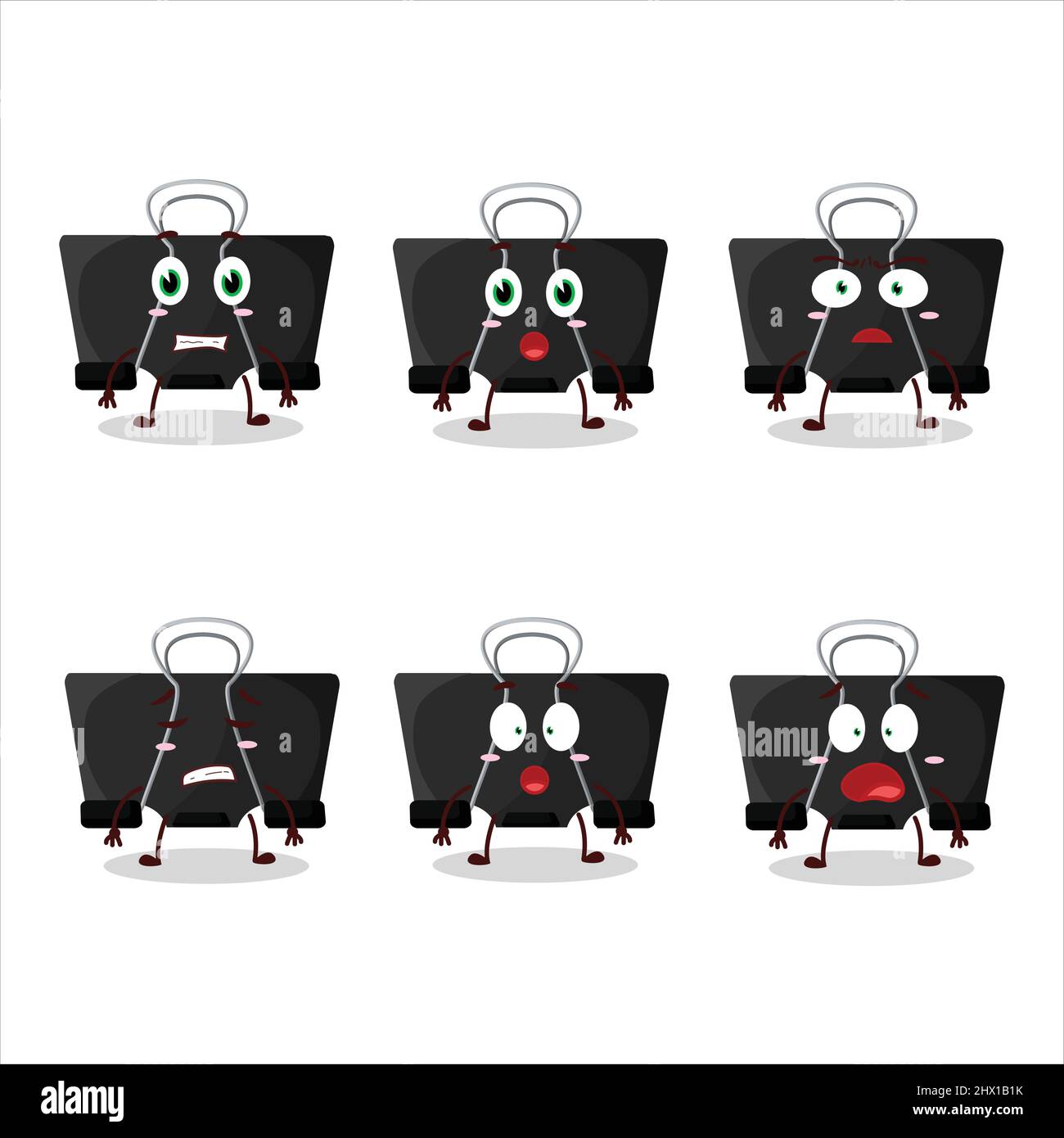Character cartoon of binder clip with scared expression. Vector ...