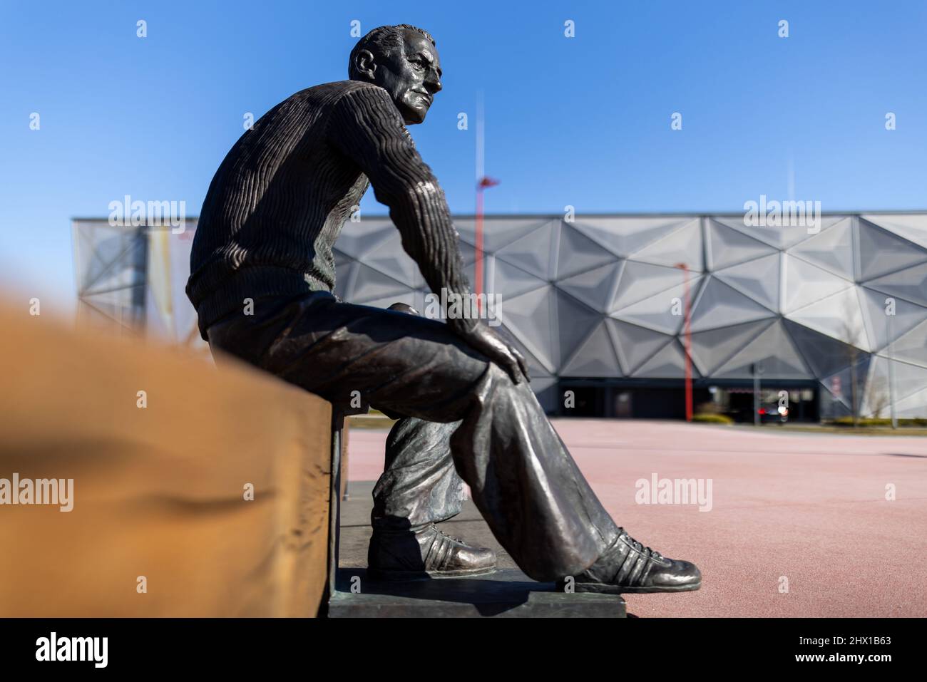 Herzogenaurach, Germany. 08th Mar, 2022. A statue of founder Adolf "Adi ...