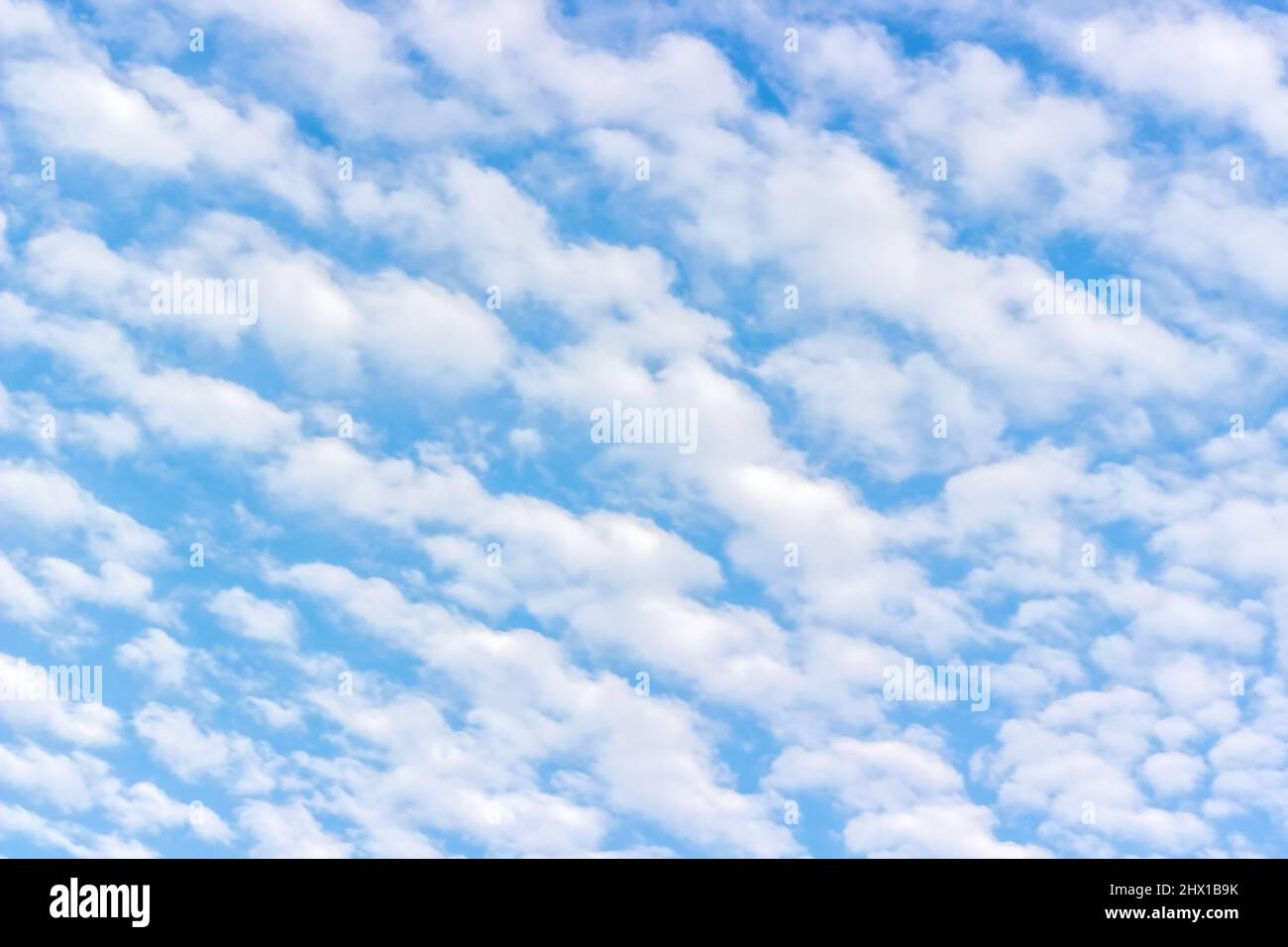White fluffy cumulus clouds blue sky background texture Stock Photo - Alamy