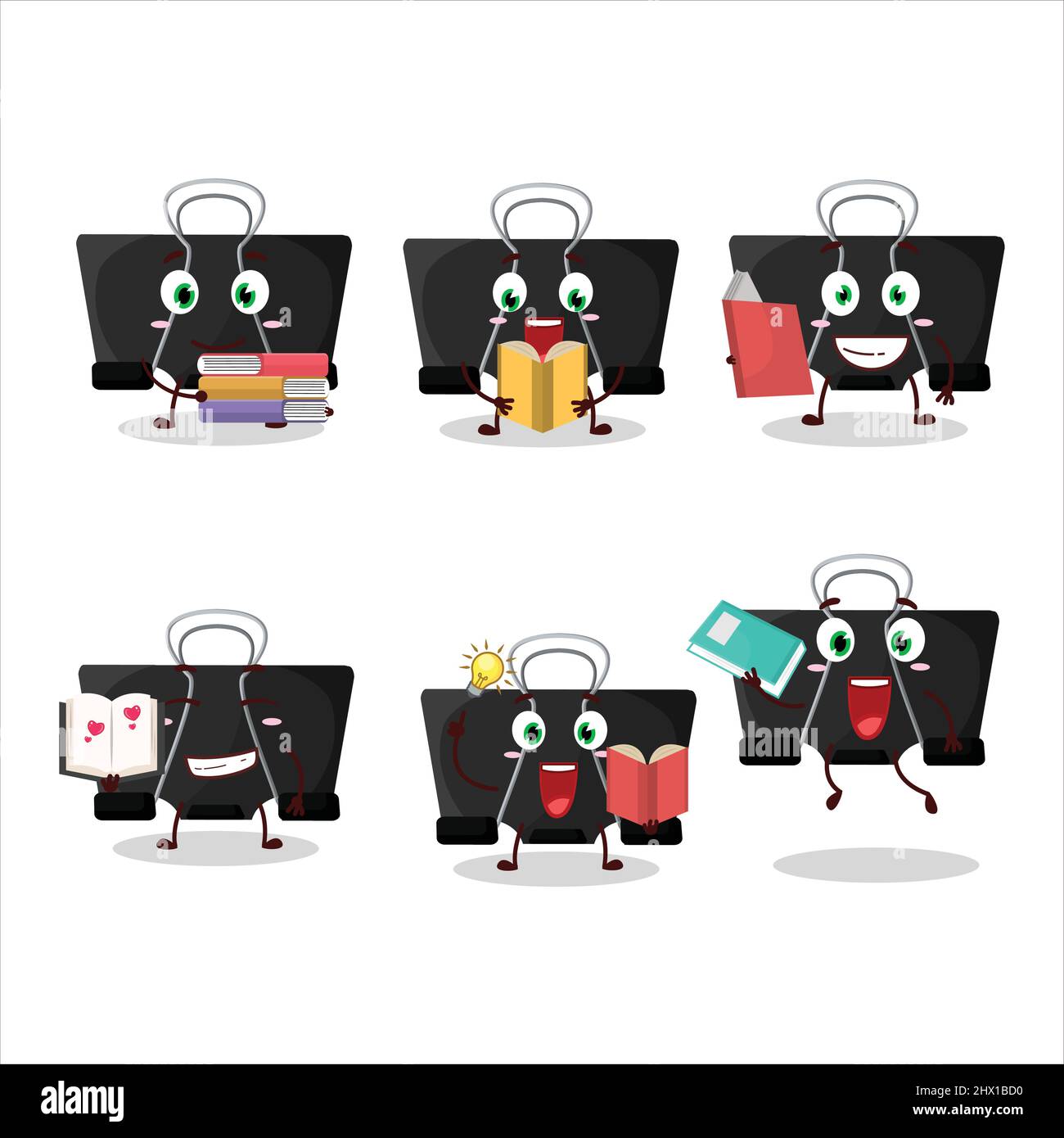 A picture of binder clip cartoon character concept reading an amusing ...