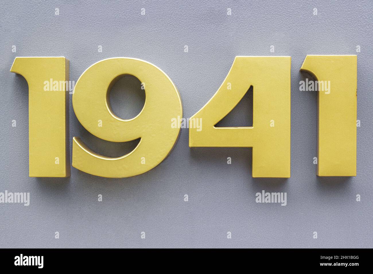 Volumetric metal numbers 1941 on a gray background. 1941 the date of ...