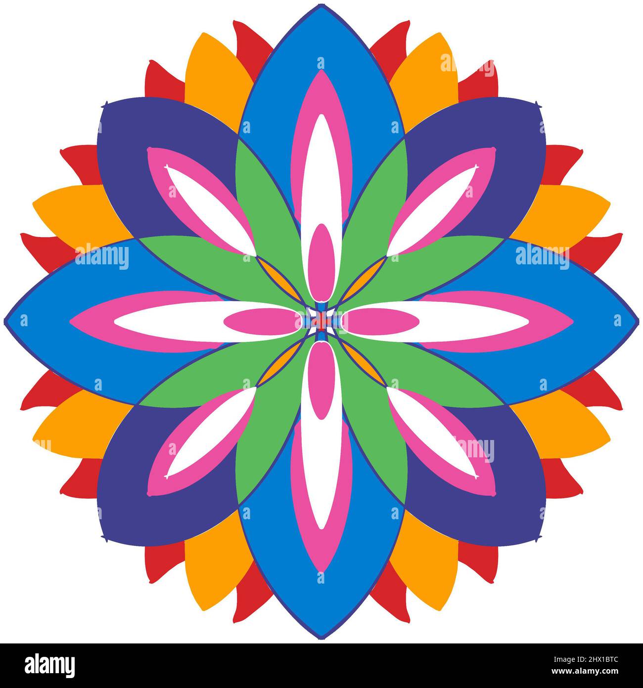 Colorful flower design geometric tile showcasing the petals on a square ...