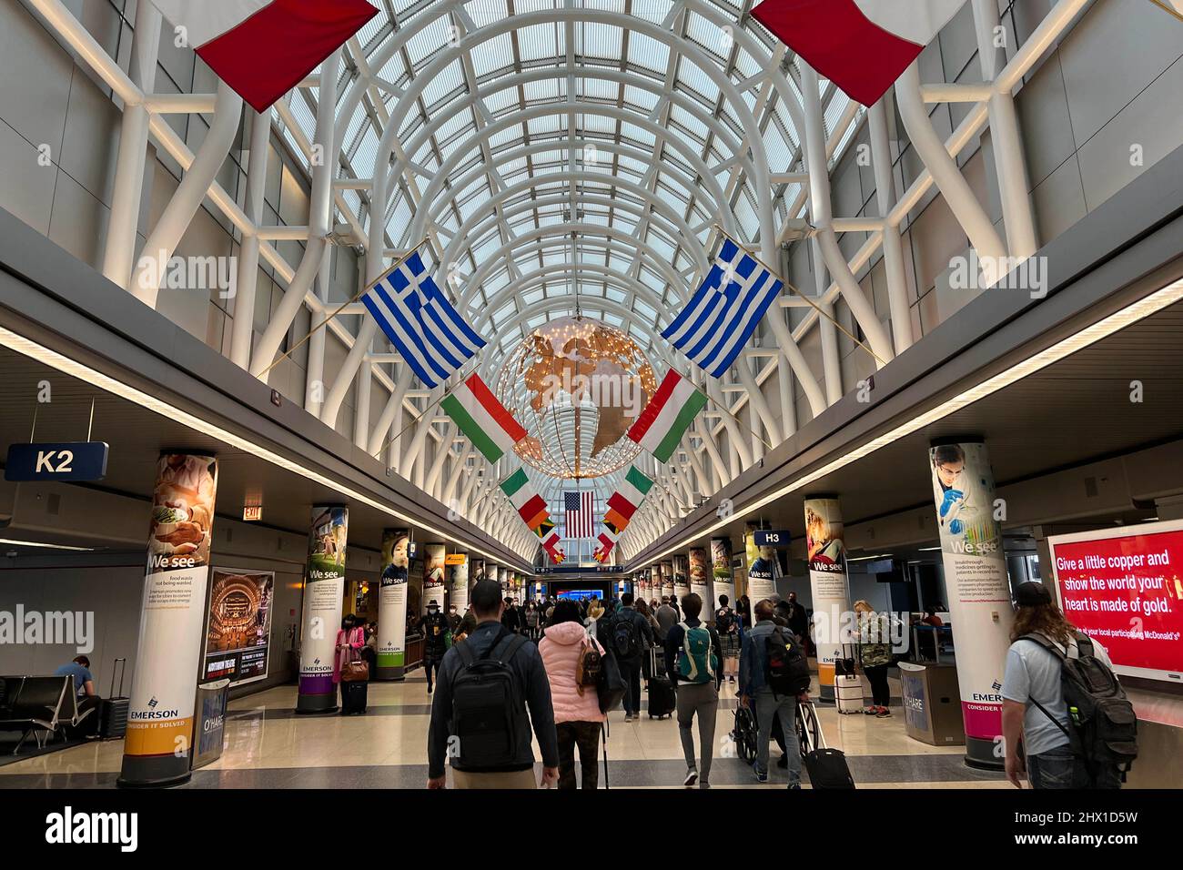 Passengers walk through terminal 3 ohare international airport ord hi ...