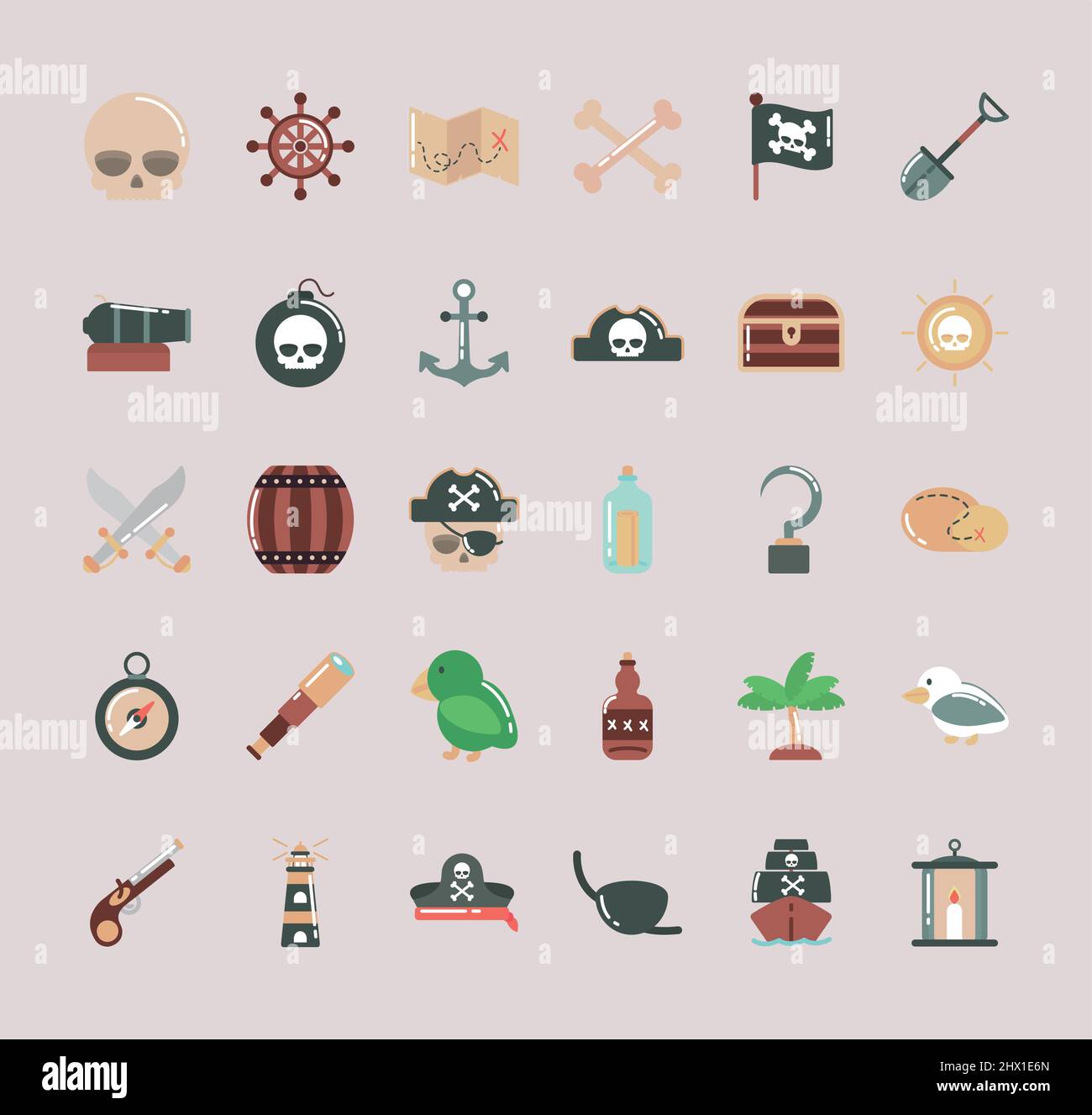 pirate icons set Stock Vector Image & Art - Alamy