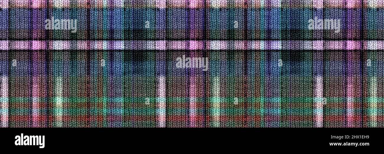 Classic winter tartan knit wool plaid seamless edging border. Retro ...