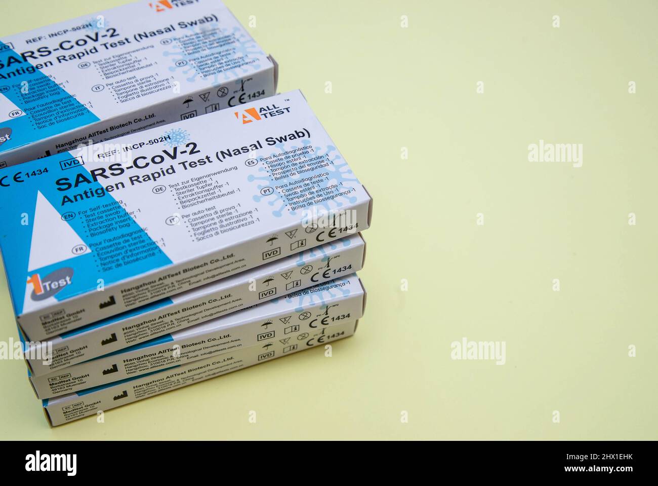 COVID-19 virus disease rapid swab test boxes Stock Photo - Alamy