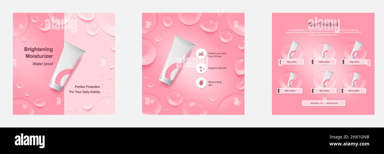Minimal beauty cosmetic social media square post banner in pink color ...