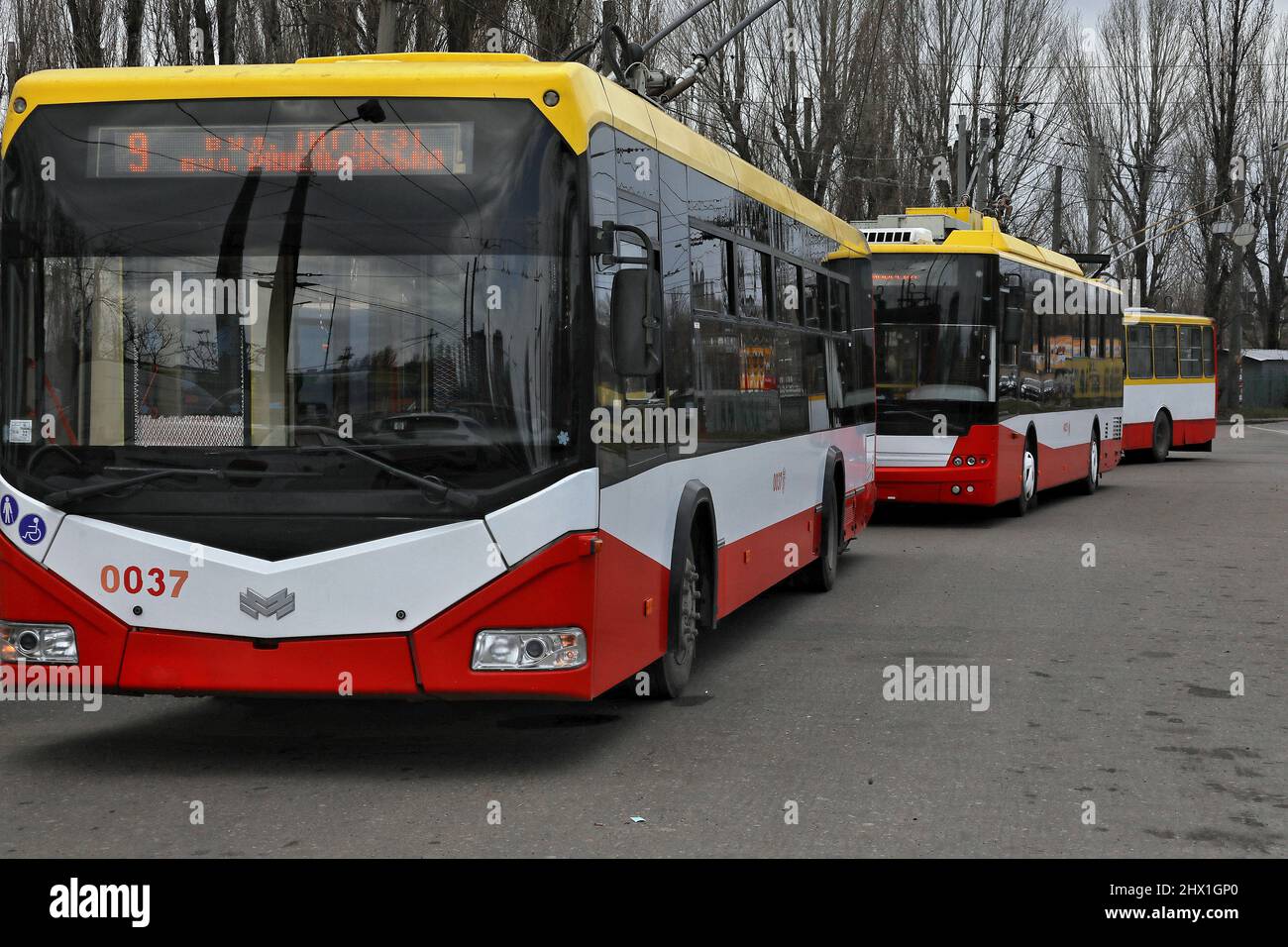 ODESA, UKRAINE - MARCH 8, 2022 - Trolleybuses are pictured during a ...