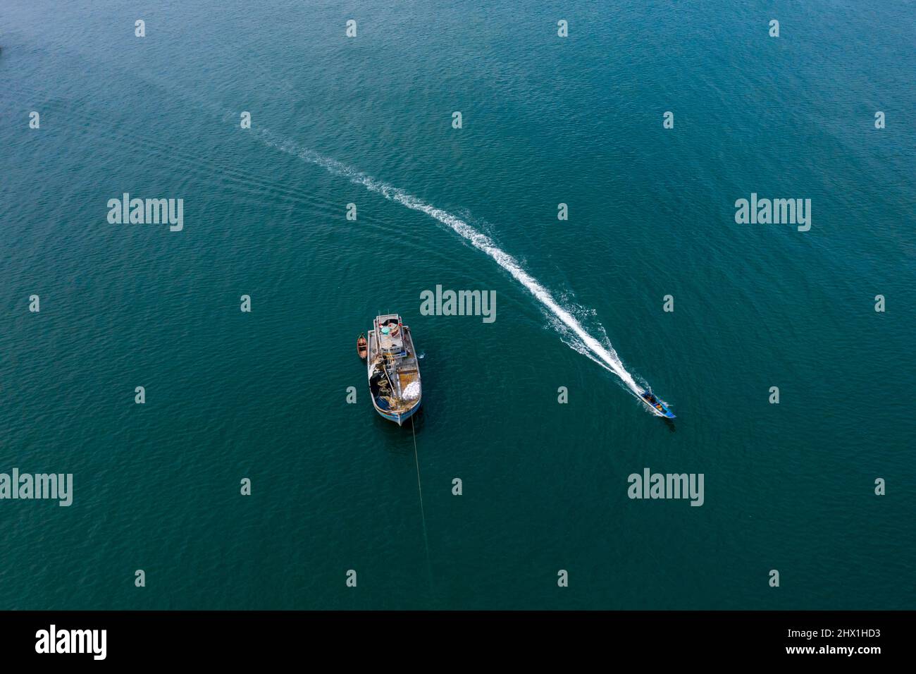 Ship yard anchors fishing port in An Thoi. This is an ideal and ...