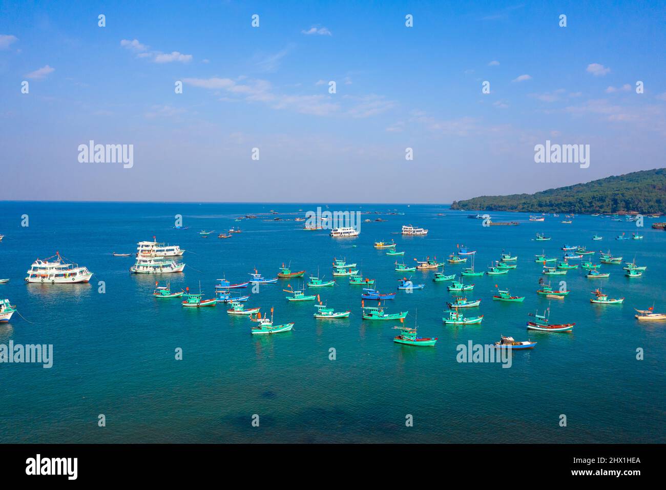 Ship yard anchors fishing port in An Thoi. This is an ideal and ...