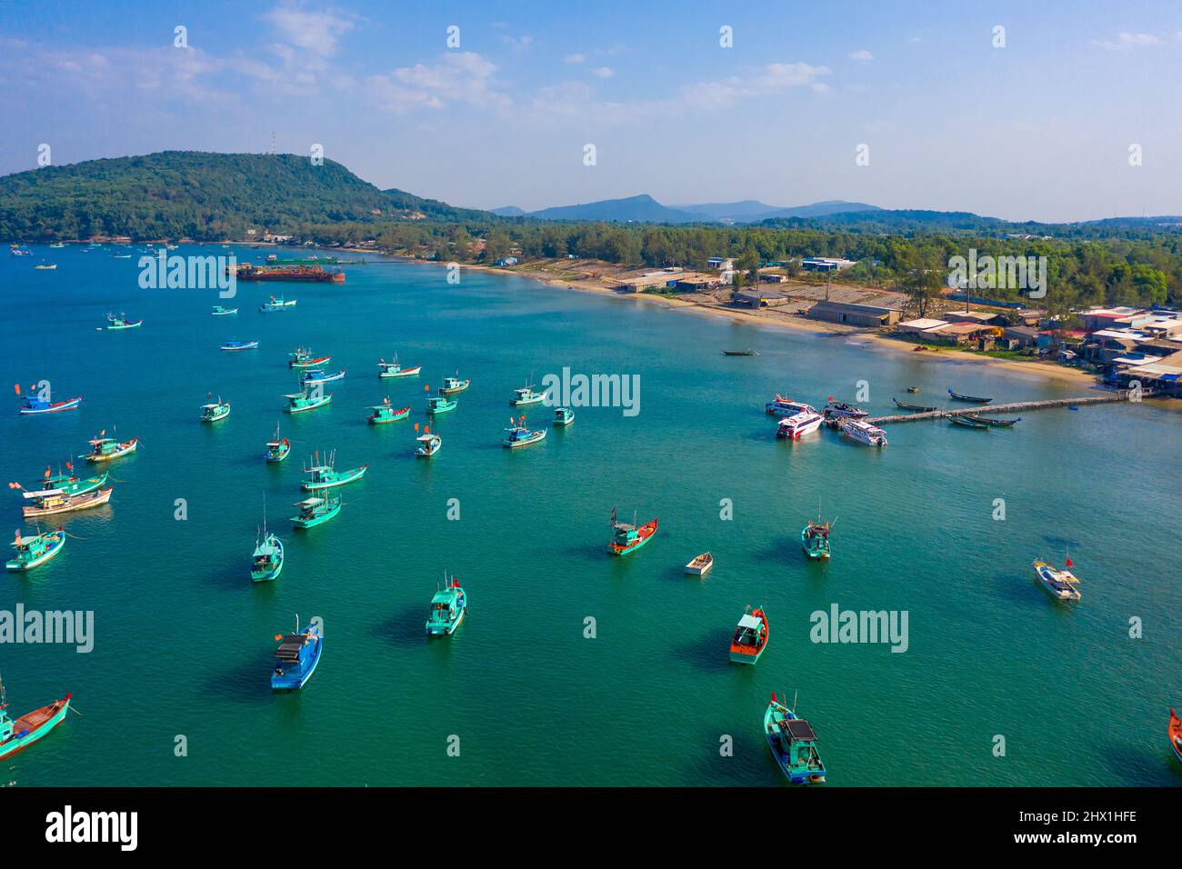 Ship yard anchors fishing port in An Thoi. This is an ideal and ...