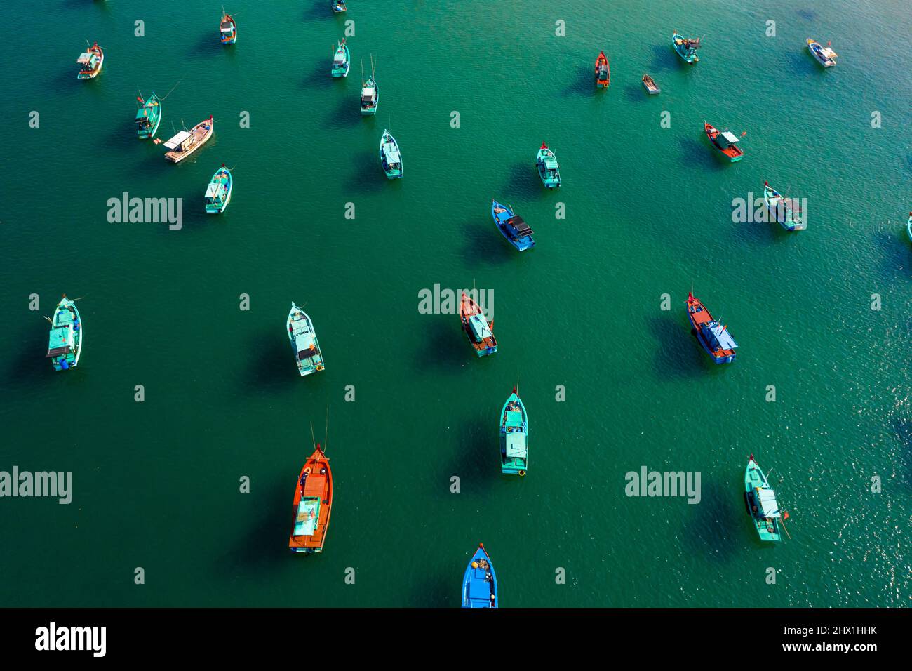 Ship yard anchors fishing port in An Thoi. This is an ideal and ...