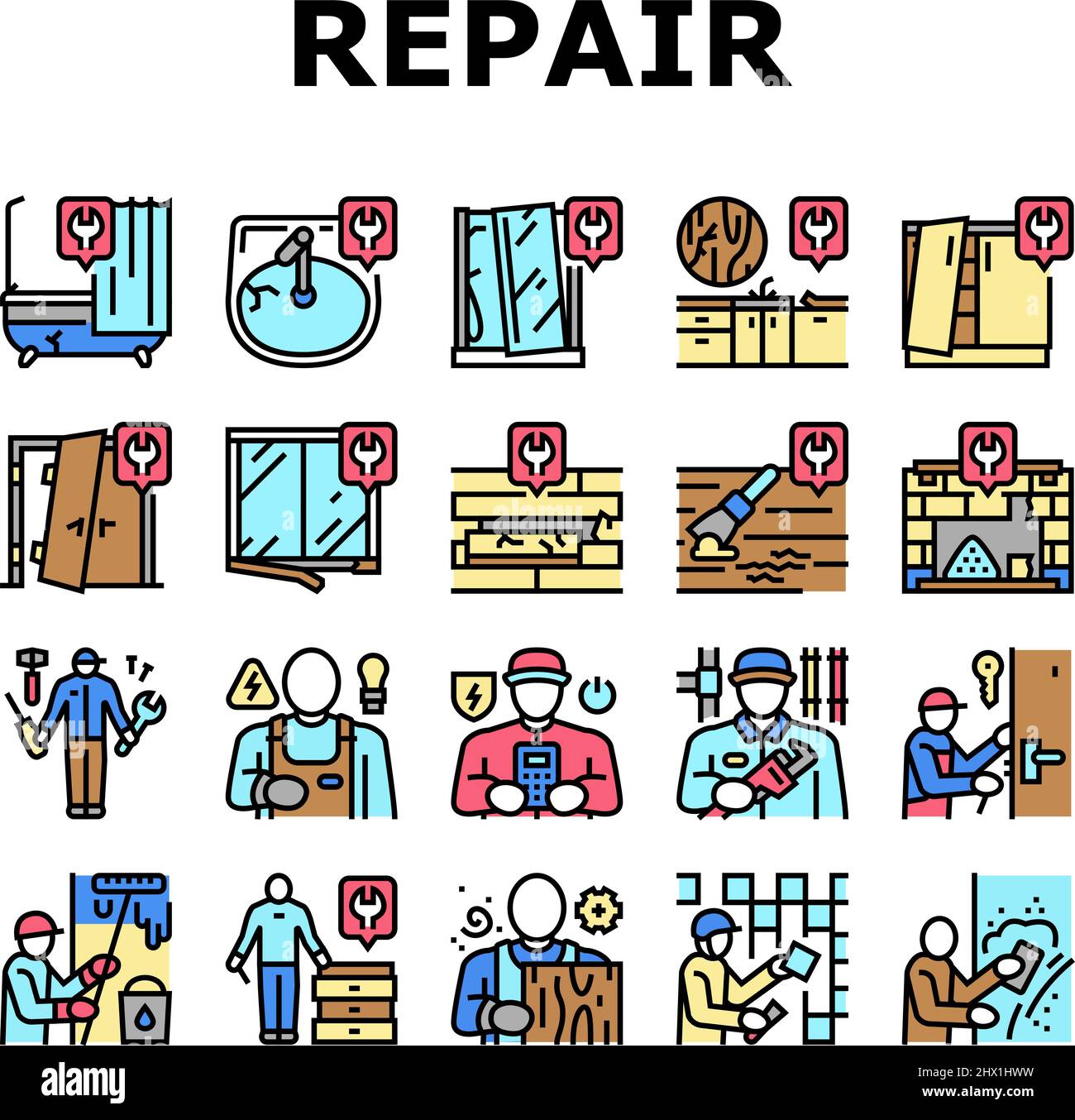 Repair Furniture And Building Icons Set Vector Stock Vector Image & Art ...