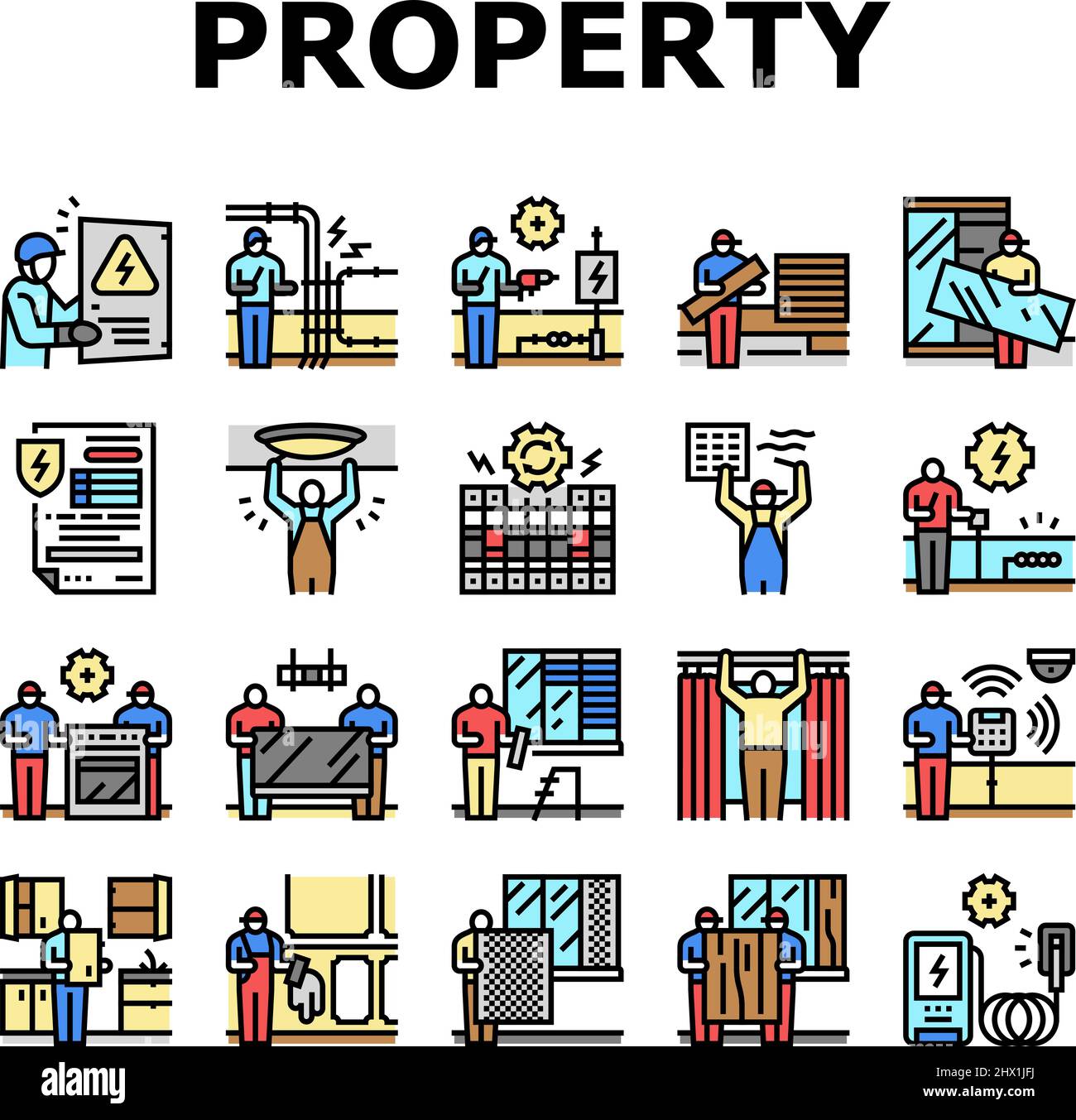 Property Maintenance And Repair Icons Set Vector Stock Vector Image ...