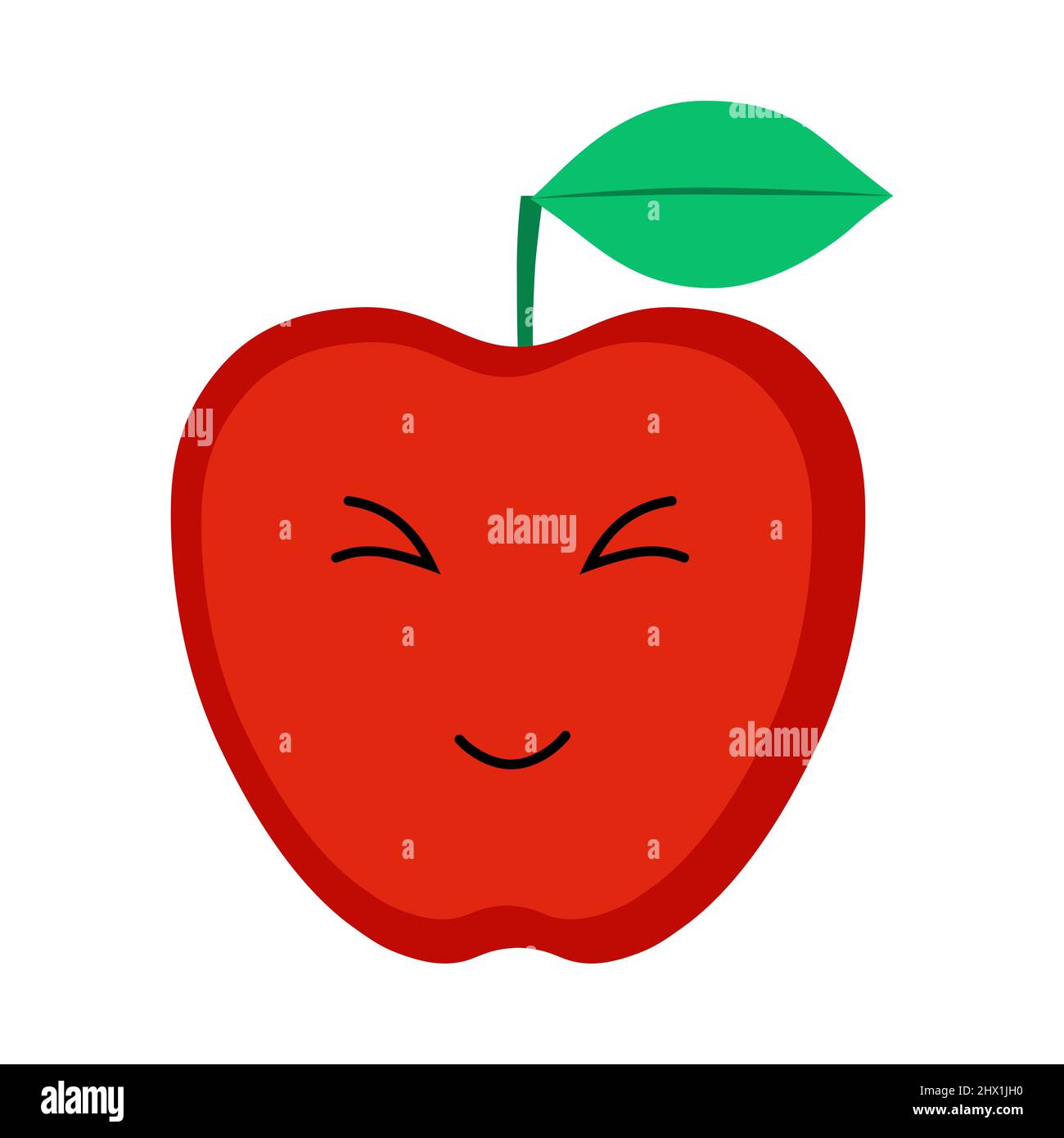 Apple. Cute, funny cartoon fruit character. Emotions. Food smilie ...