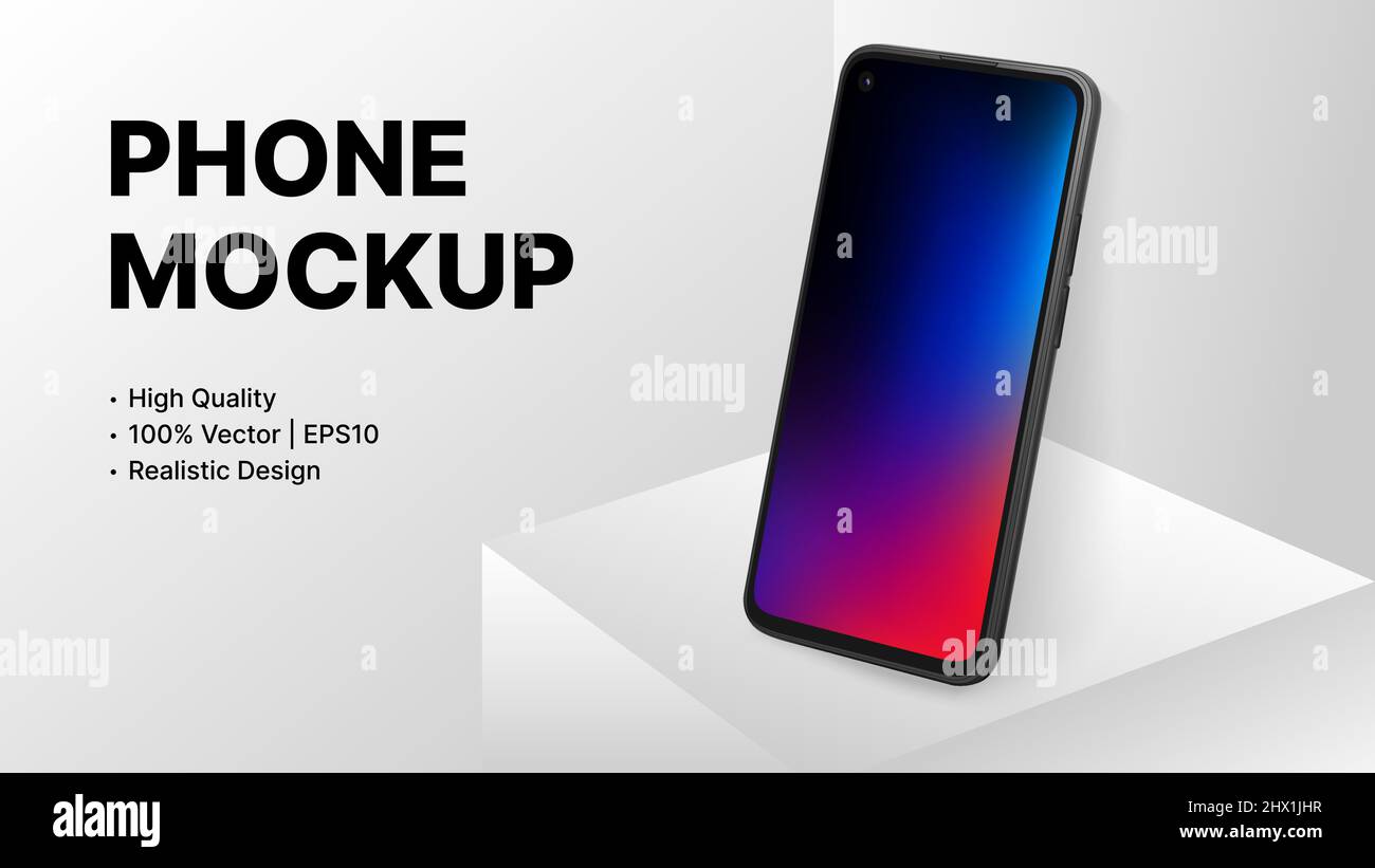 Simple Smartphone Mockup in Rotated Position. Realistic 3D Device Template. Vector illustration ...