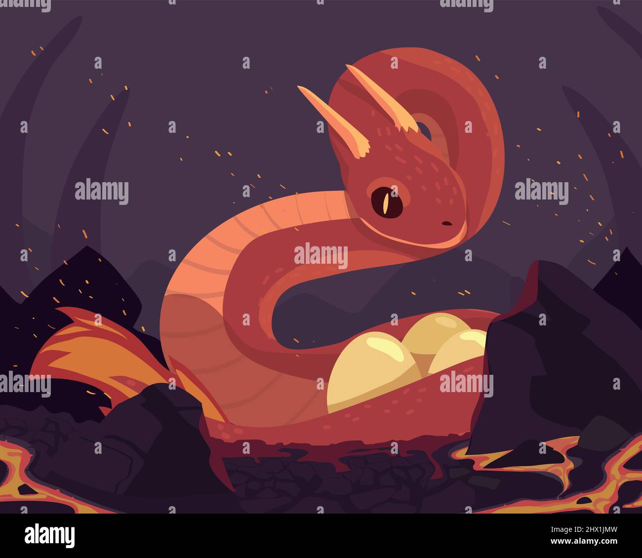 magical creature snake with eggs Stock Vector Image & Art - Alamy