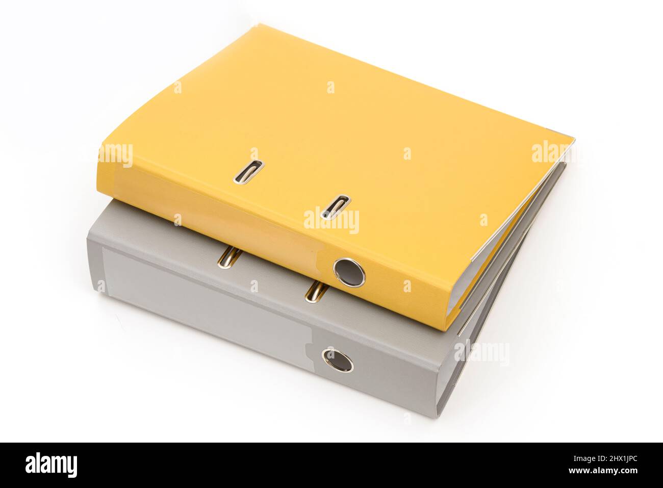 Yellow and gray office folder on white background Stock Photo - Alamy
