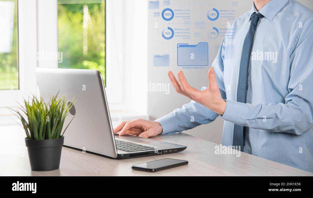 Business developer hand using board framework on virtual modern ...