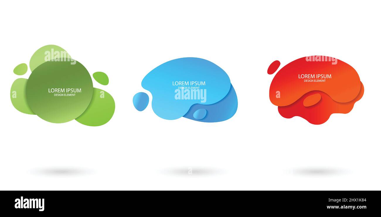 Fluid frame isolated on white background. Set of abstract liquid shapes ...