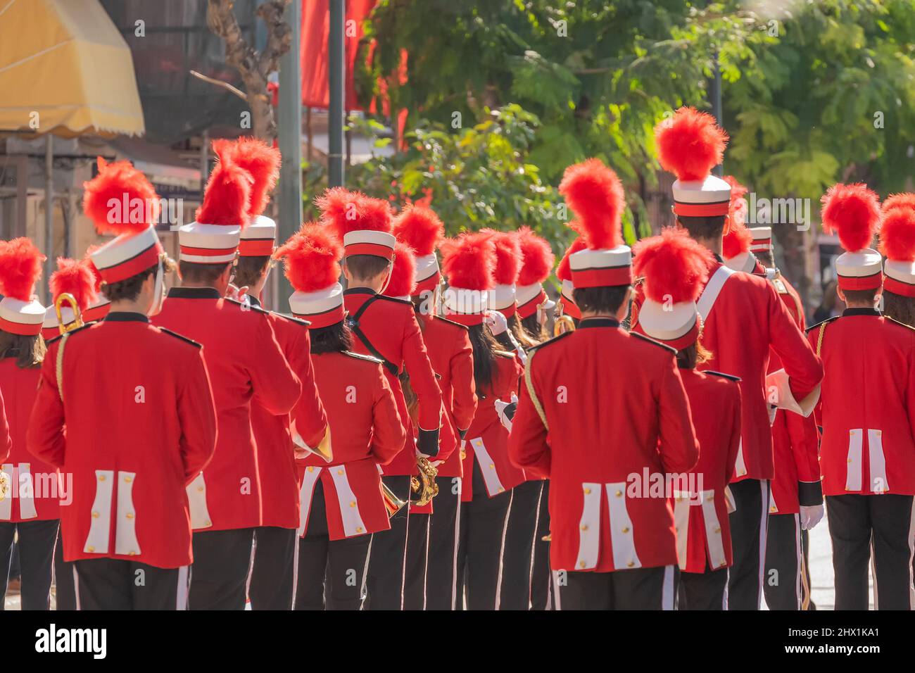 Waiting for the Greek parade of the "OXI" day to start at the 28th of ...