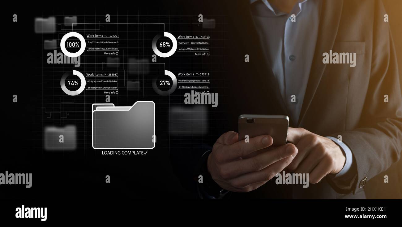 Business developer hand using board framework on virtual modern ...