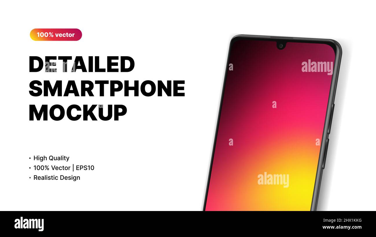 Detailed Smartphone Mockup. Realistic Digital Device Design for Presentation. High Quality ...