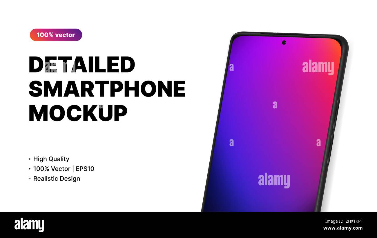 Detailed Smartphone Mockup. Realistic Digital Device with Gradient ...