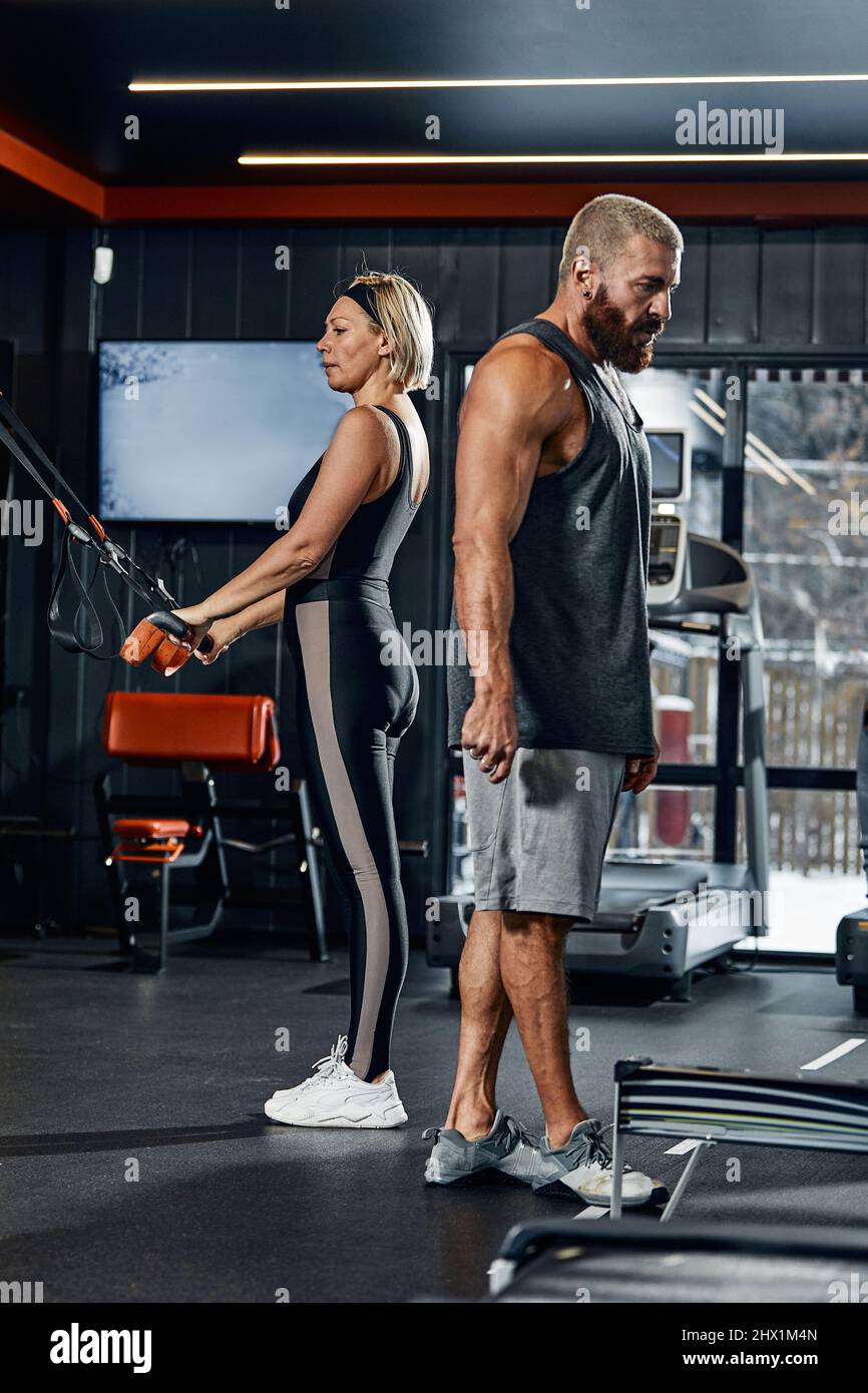 Fitness Gym friend having fun with in the gym, team work and ...