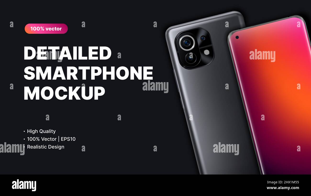 Dark Smartphone Mockup. Realistic Design for Website Advertisement ...