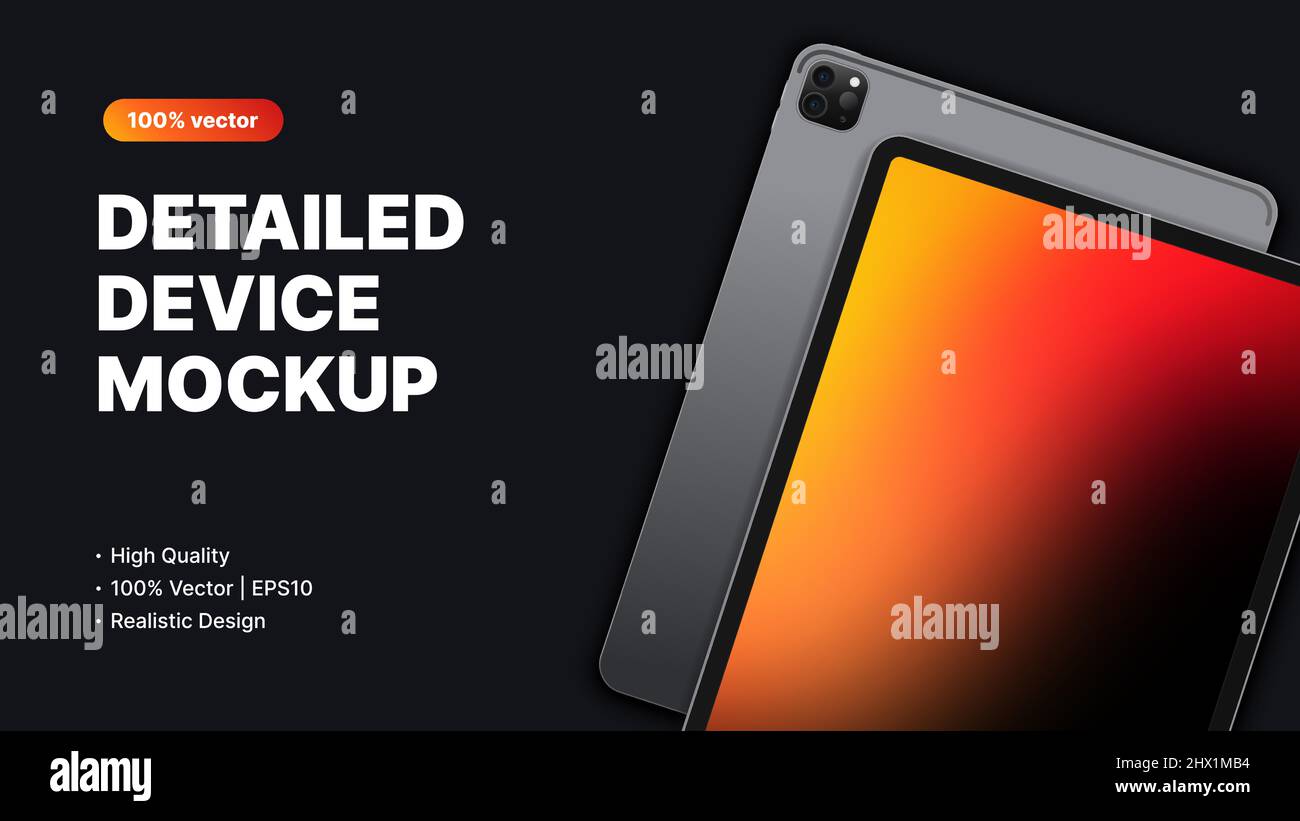Gray Tablet with Gradient Screen Dark Mockup. Detailed Advertisement ...